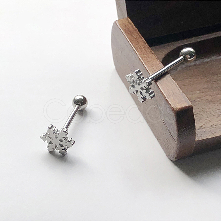 Cheap 316L Surgical Stainless Steel Snowflake Straight Barbell 15 Gauge ...